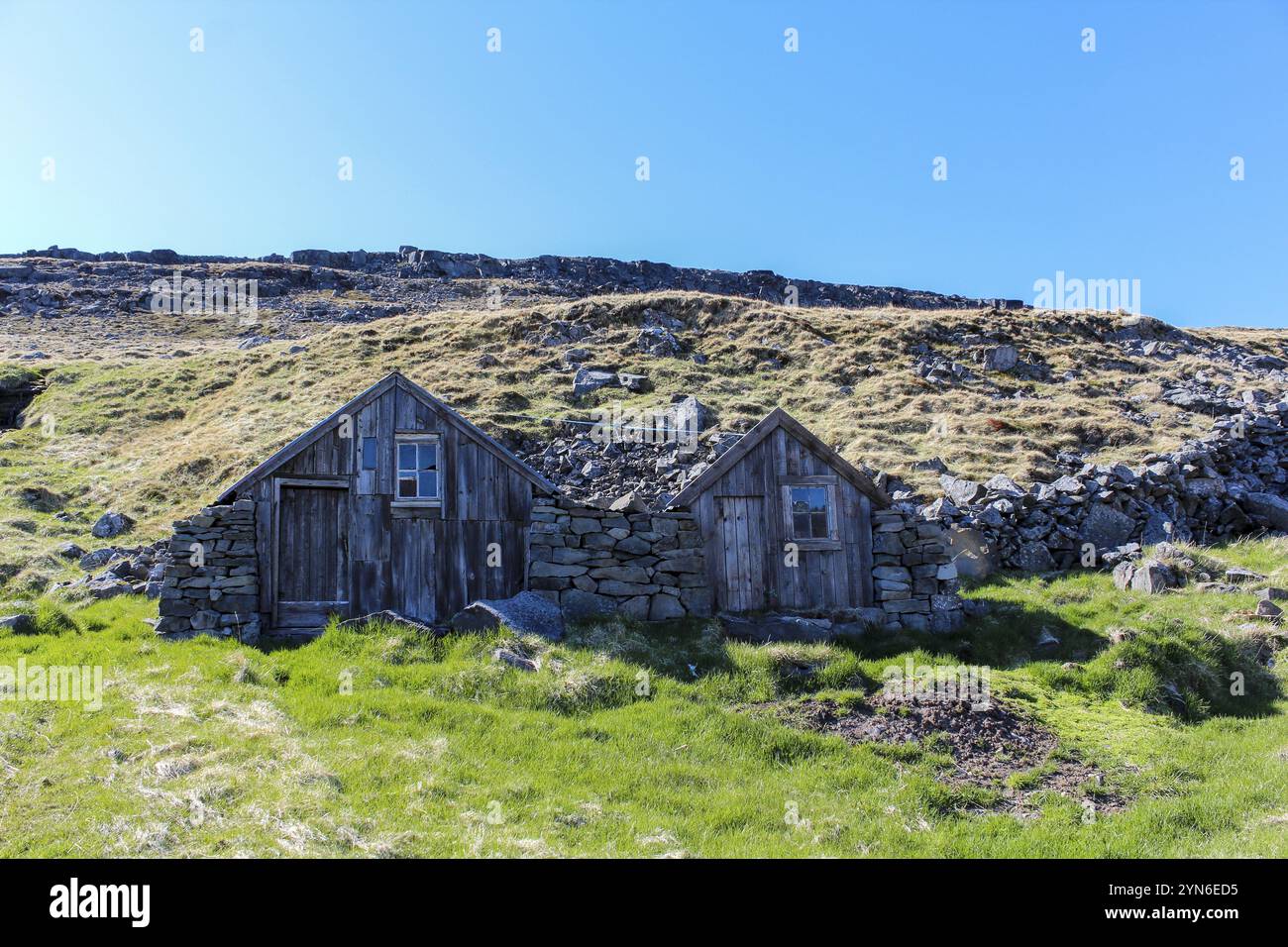Old turf houses in the Westfjords, Iceland, Europe Stock Photo - Alamy
