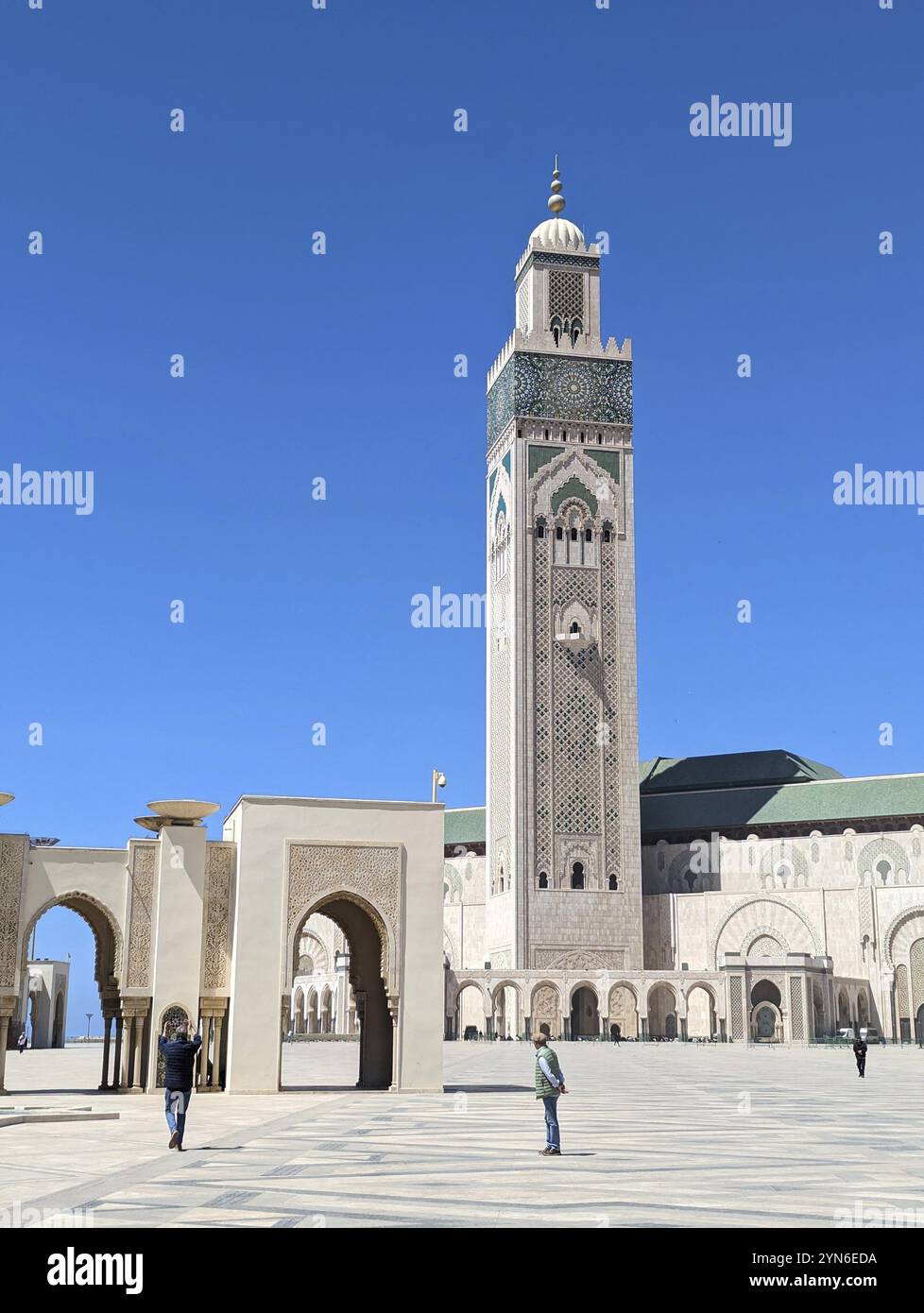 Exterior of the famous Hassan II Mosque at the coast of Casablanca ...
