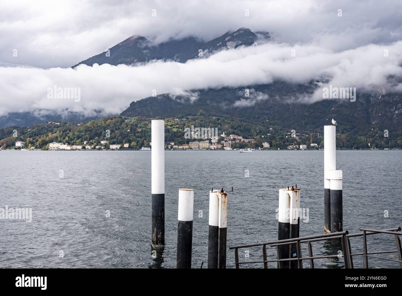 Harbor bollards in Bellagio at lake Como, Italy, Europe Stock Photo - Alamy