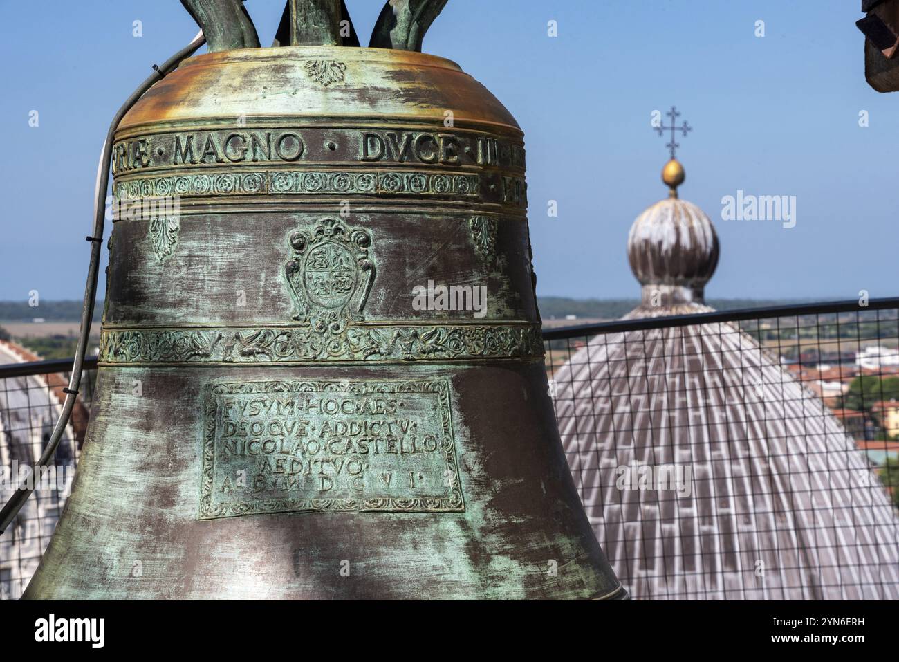 Church bells at the famous leaning tower of Pisa, Italy, Europe Stock ...