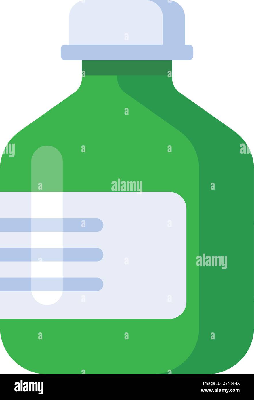 Green medicine bottle with blank label and white cap represents ...