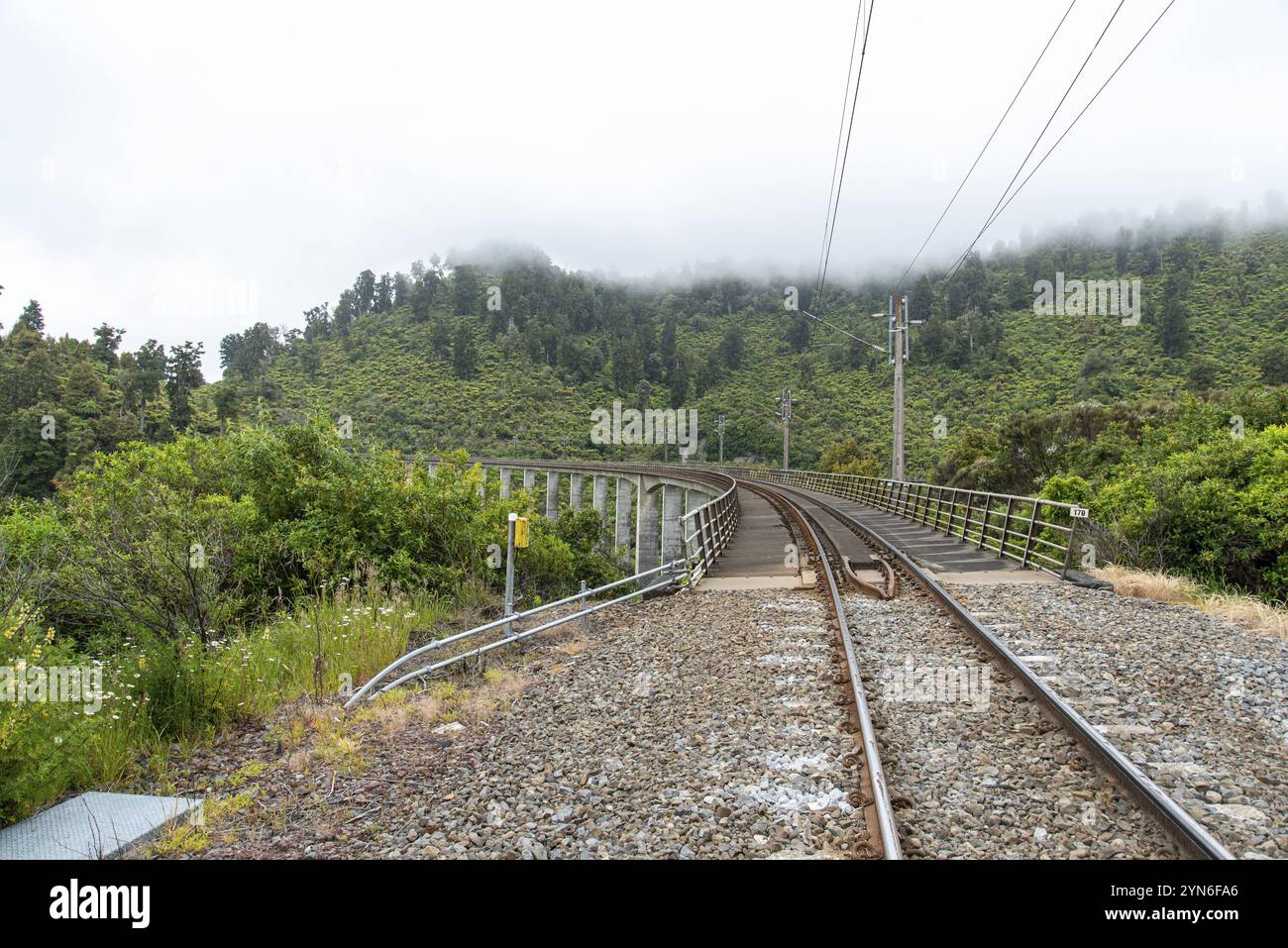 Train tracks at the old coach road, famous mountain biking route, North ...