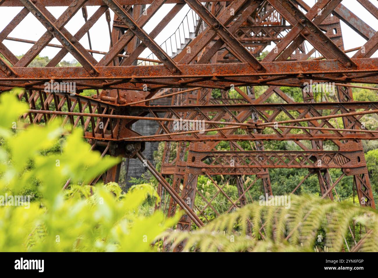 Old unused iron train bridge at the Old Coach Road, North Island of New ...