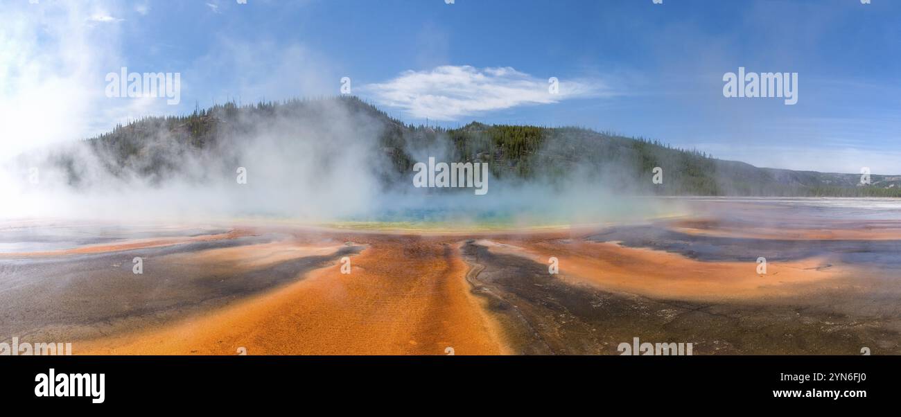 Famous Grand Prismatic Spring basin in Yellowstone National Park, USA ...