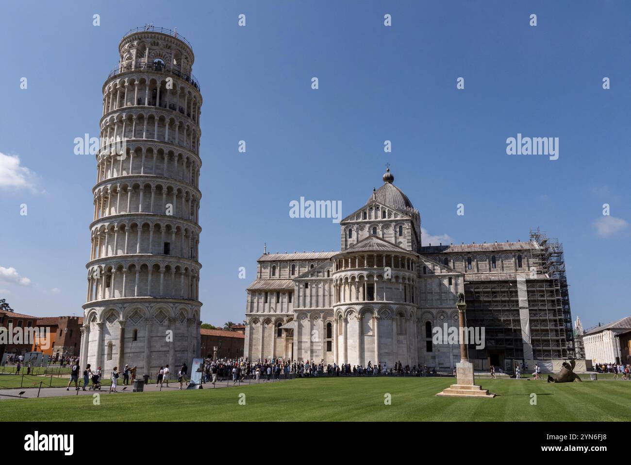 The famous leaning tower at the cathedral of Pisa, Italy, Europe Stock ...