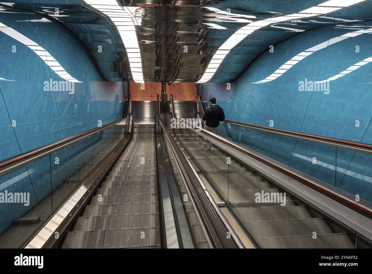 NAPLES, ITALY, MAY 06, 2022, Modern design of a metro station in ...