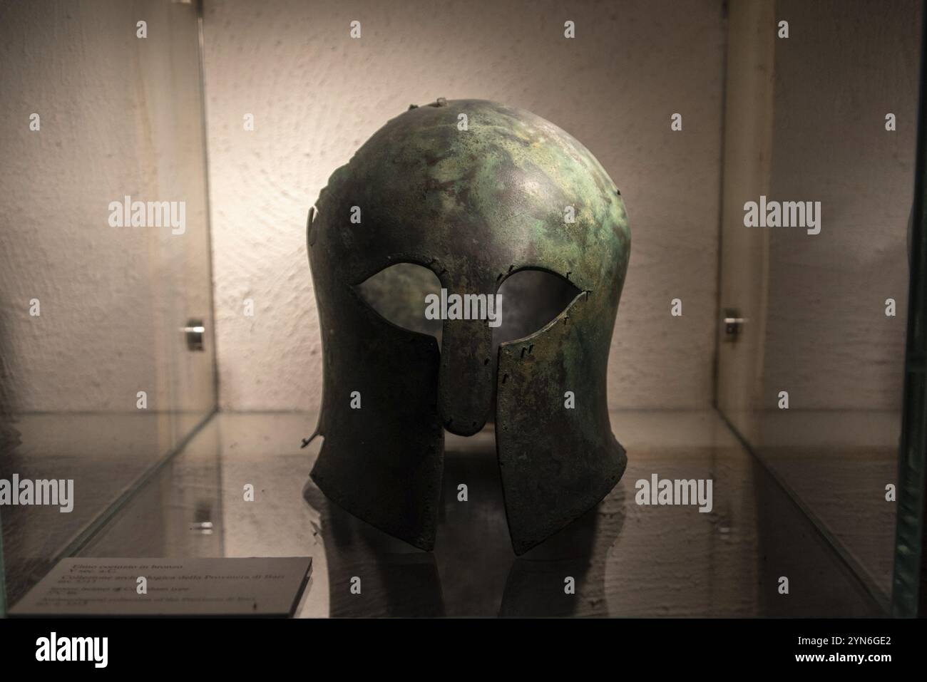 Old Roman helmet in a museum in Southern Italy Stock Photo - Alamy