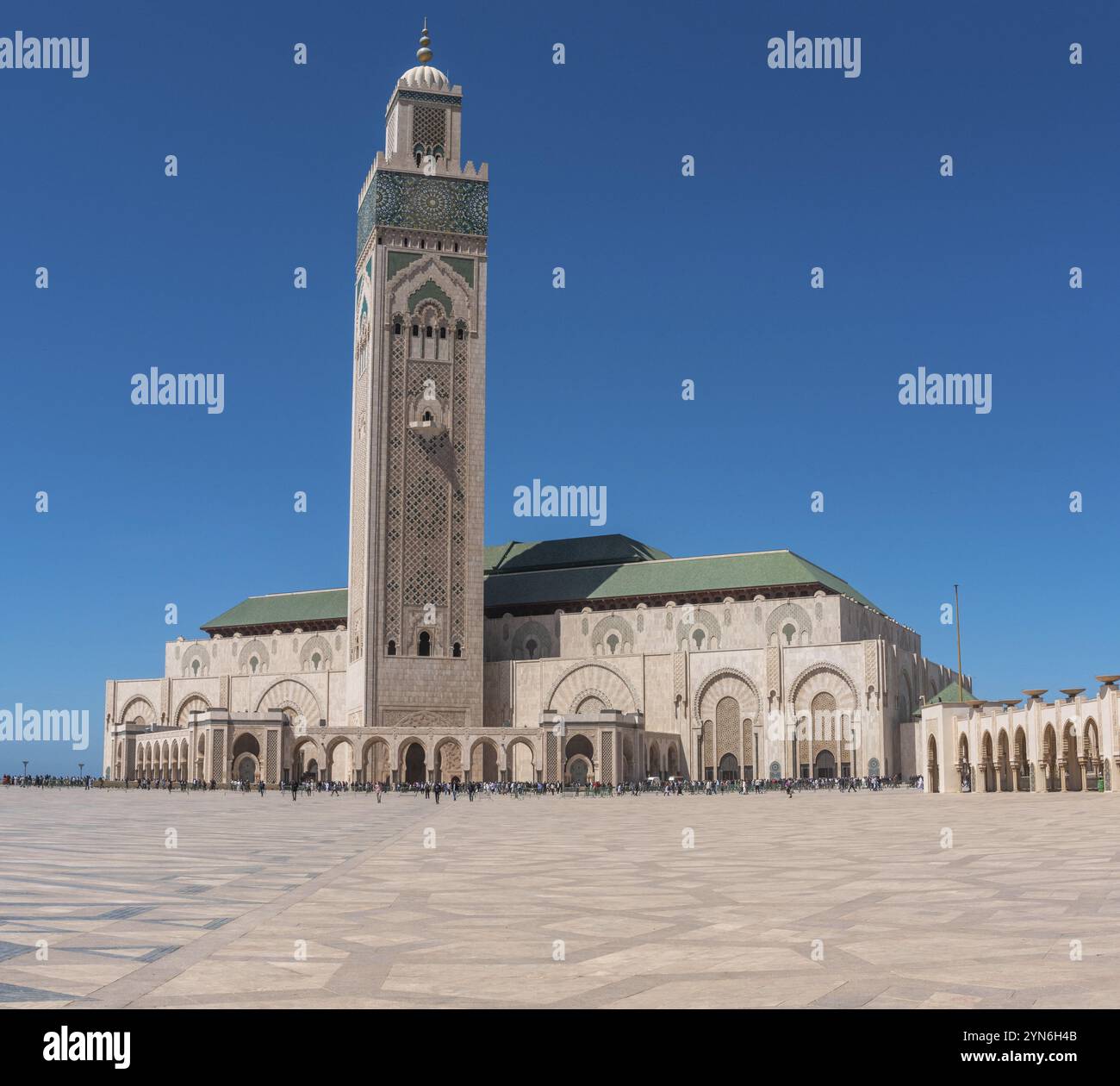 Exterior of the famous Hassan II Mosque at the coast of Casablanca ...