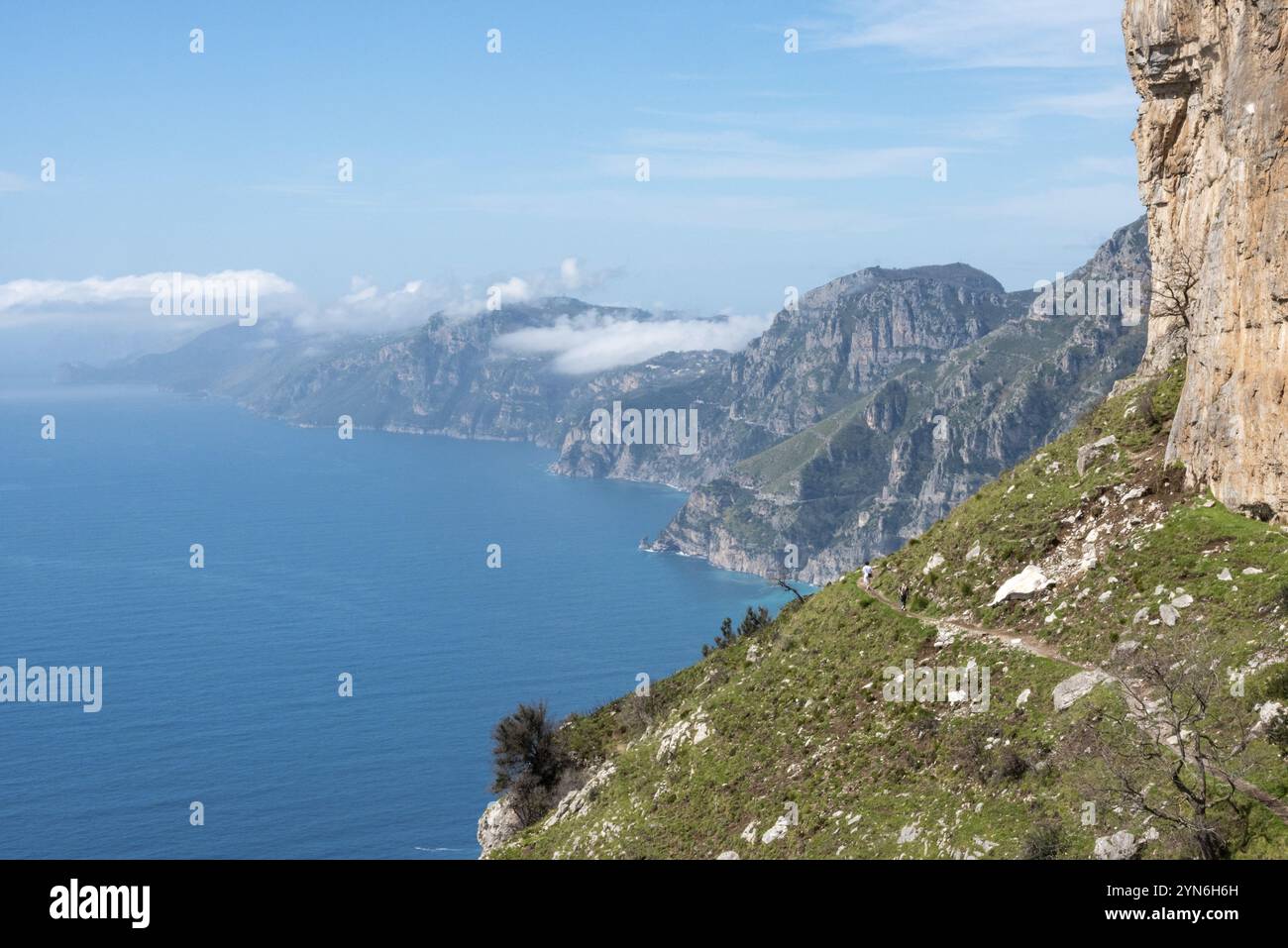 Shoreline of the scenic Amalfi coast from the path of the Gods, Italy ...