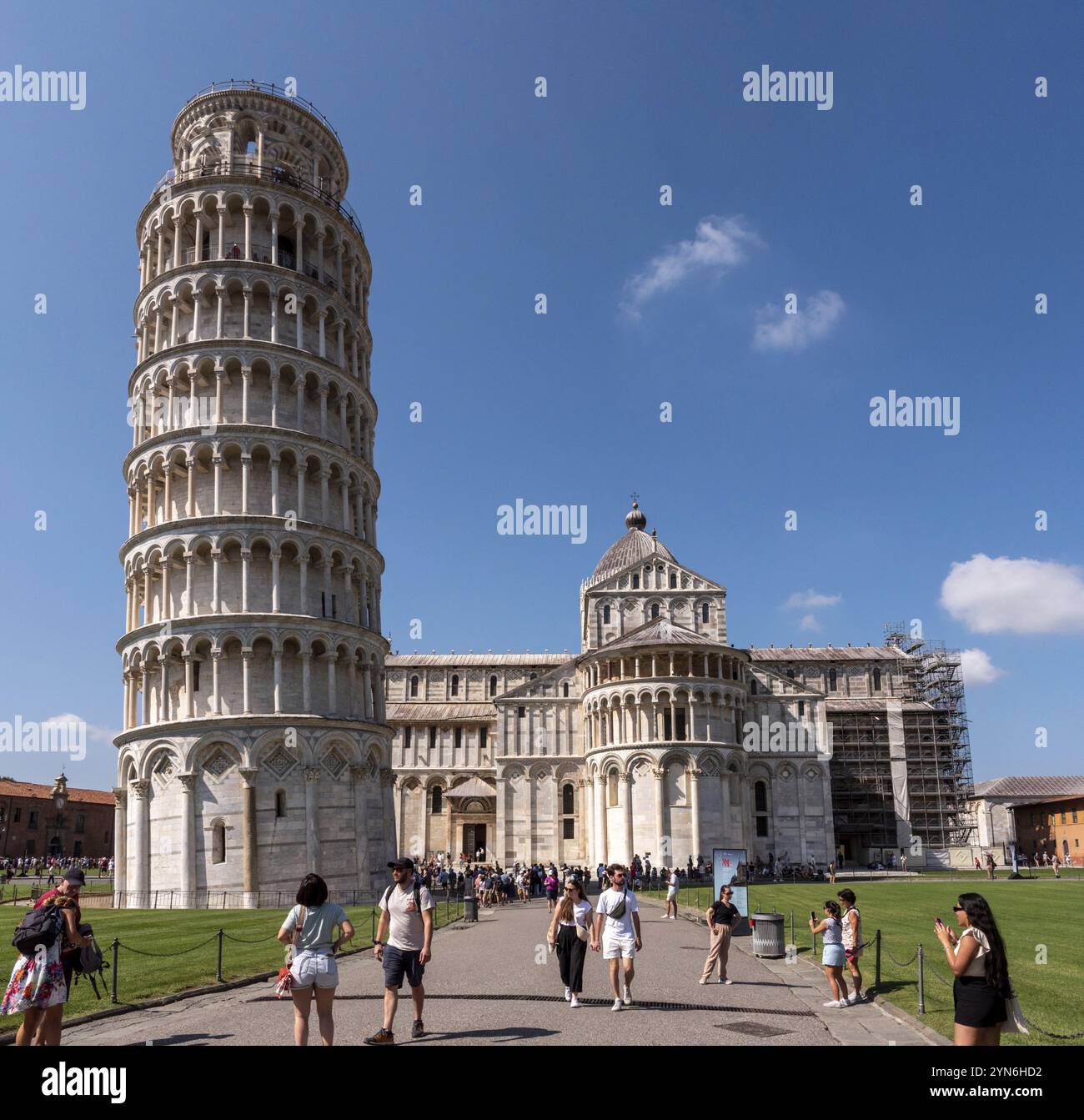 The famous leaning tower at the cathedral of Pisa, Italy, Europe Stock ...