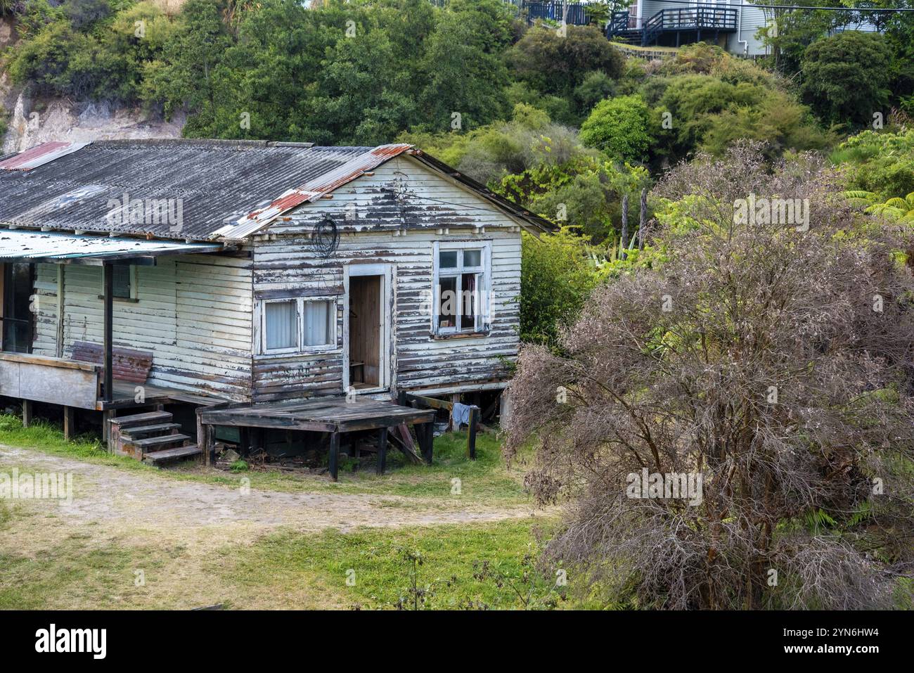 Abandoned houses in Maori village Whakarewarewa, North Island of New ...
