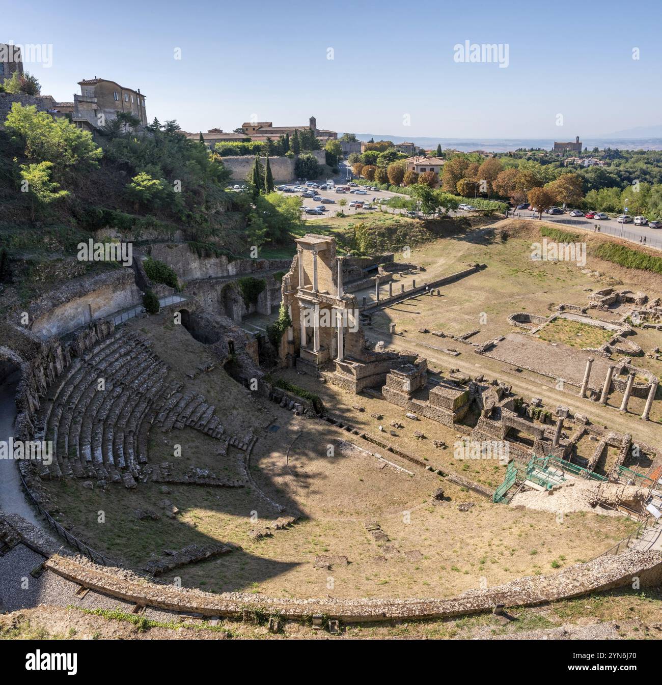 The ancient Roman theatre in the Tuscan city of Volterra, Italy, Europe ...