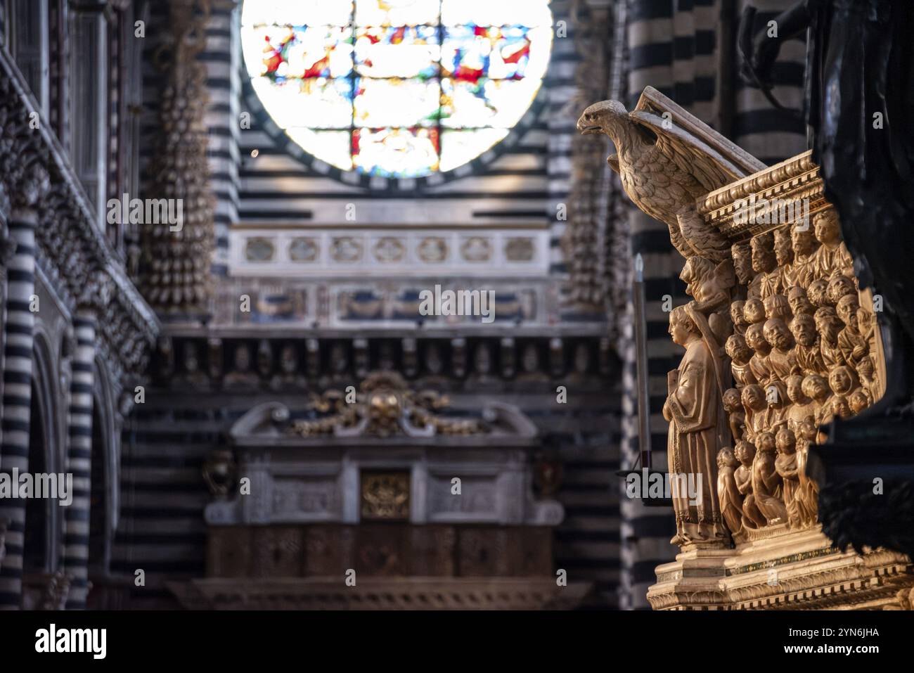 SIENA, ITALY, SEPTEMBER 23, 2023, Decorative detail of the pulpit in ...