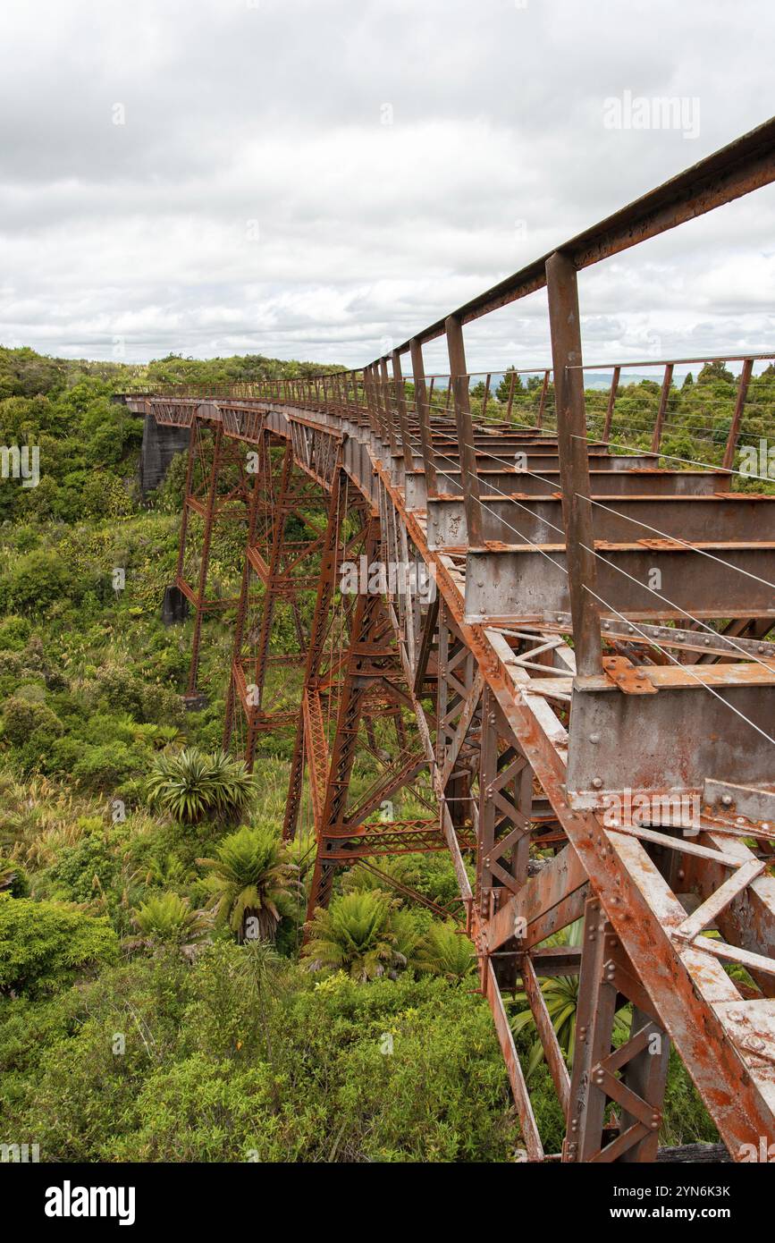 Old unused iron train bridge at the Old Coach Road, North Island of New ...
