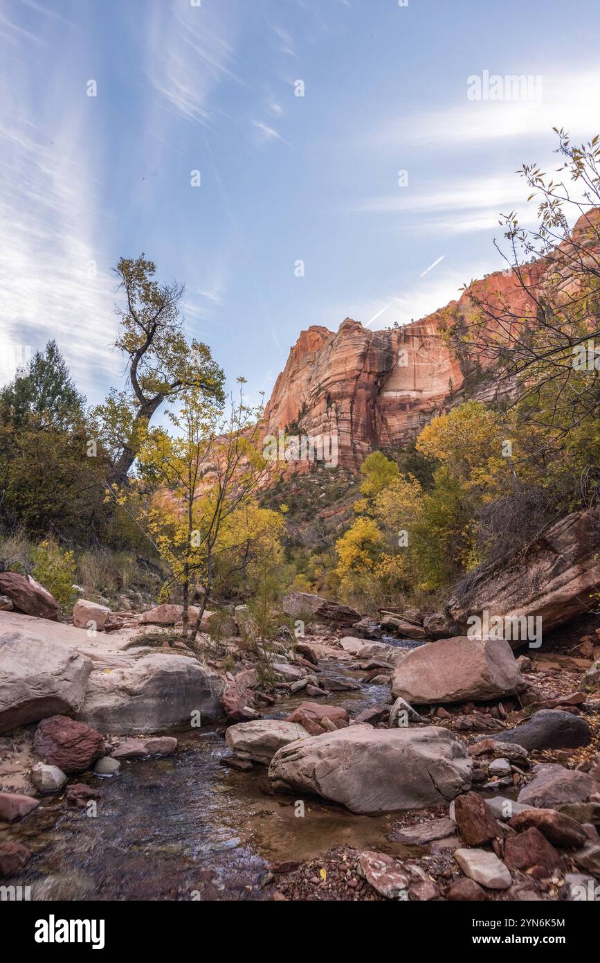 Hiking the Left Fork Trail to the Subway gorge, Zion National Park, USA ...