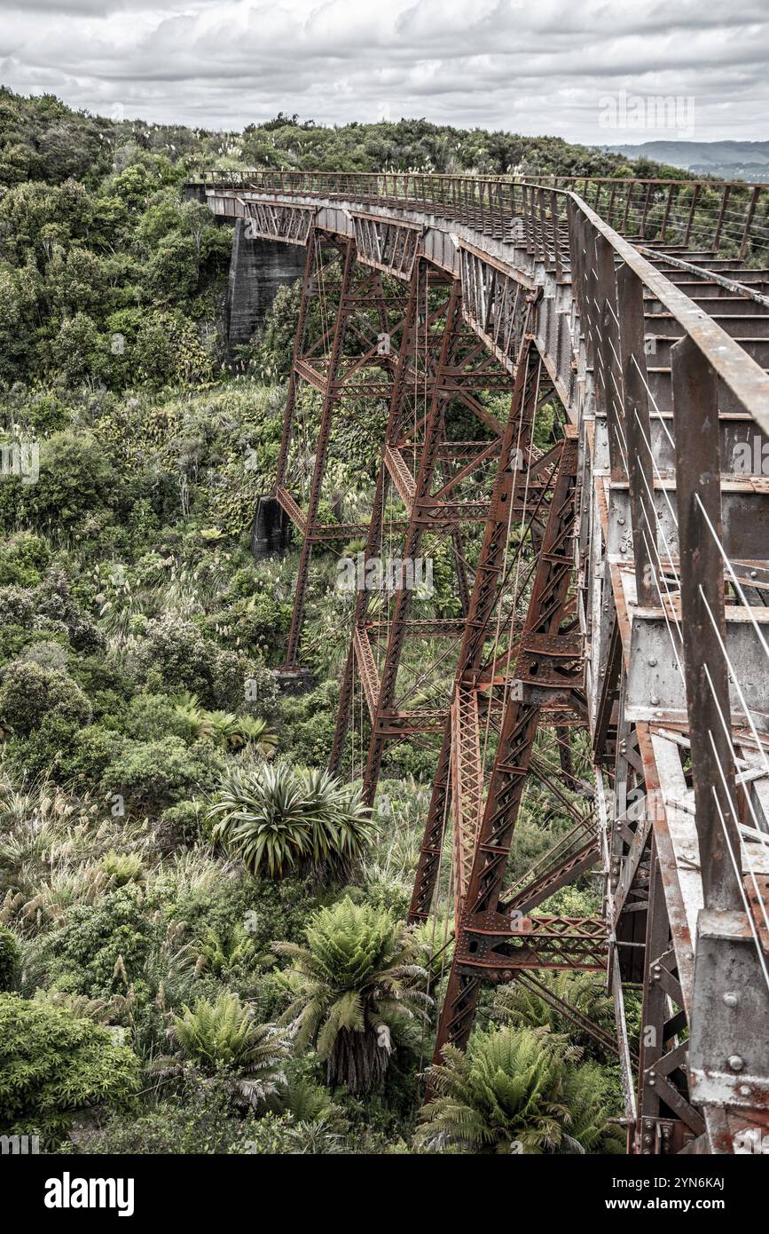 Old unused iron train bridge at the Old Coach Road, North Island of New ...