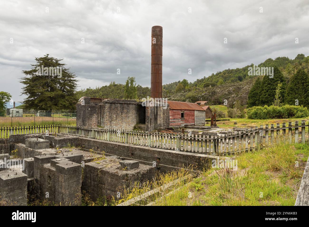 Old mining factory in the ghost town of Waiuta, South Island of New ...