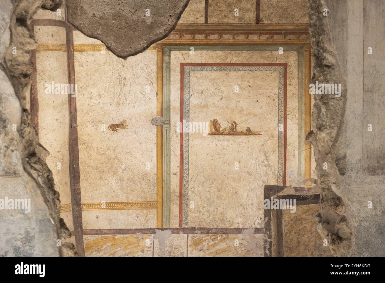 POMPEII, ITALY, MAY 04, 2022, Scenic ancient frescoes in a room of a ...