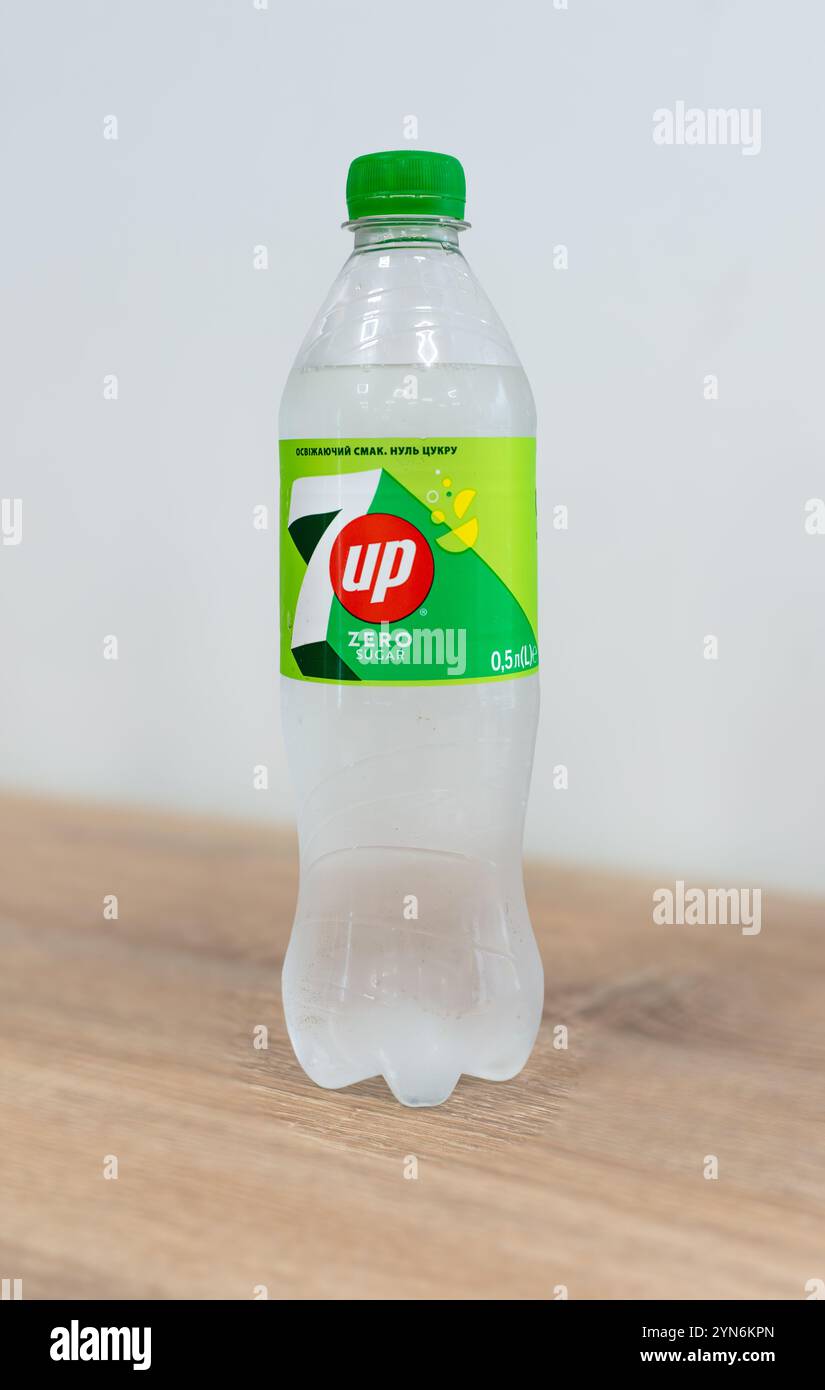 Kiev, Ukraine - November 23, 2024: Pet 0,5l soft drink 7UP Zero Sugar ...