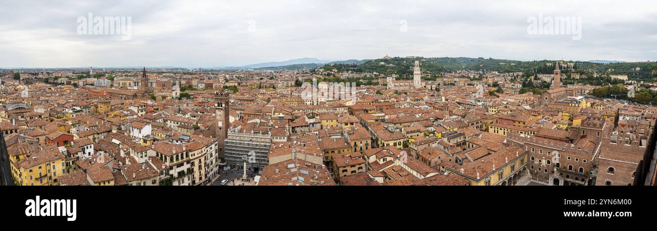 Famous panoramic view above the roofs of Verona, seen from Torre dei ...