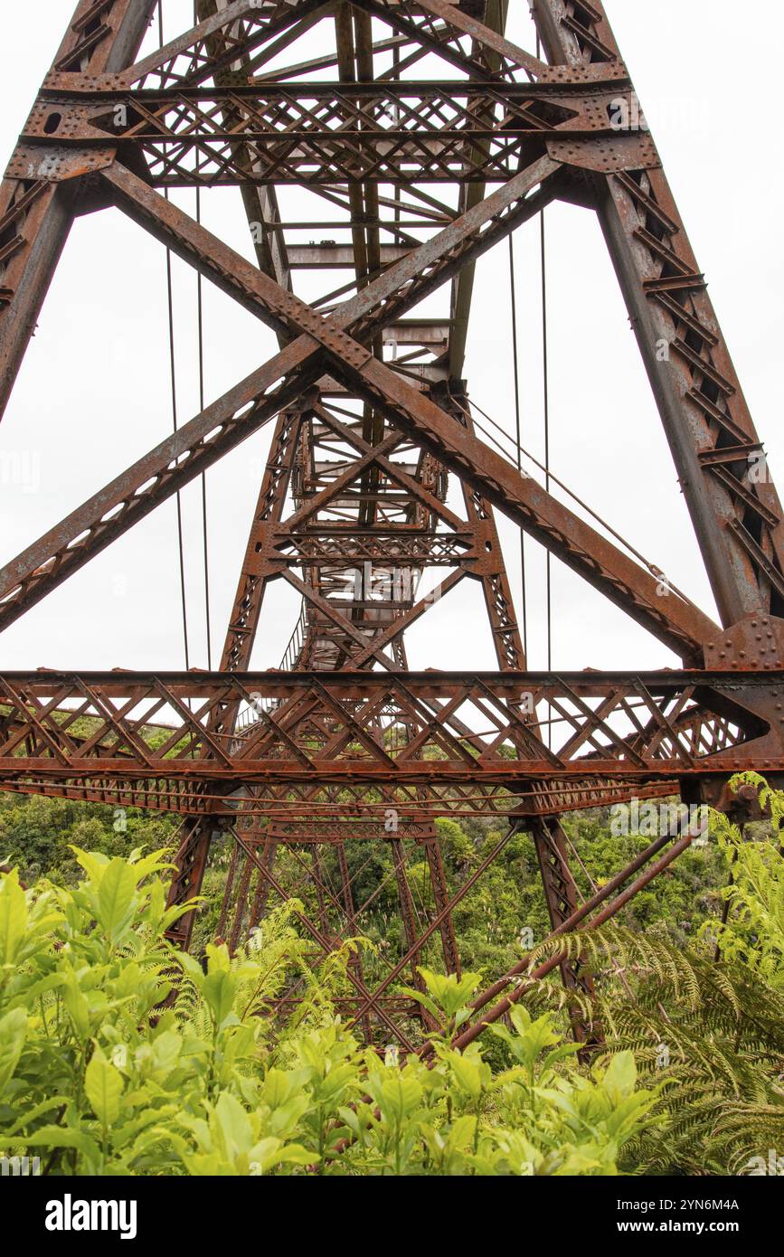 Old unused iron train bridge at the Old Coach Road, North Island of New ...