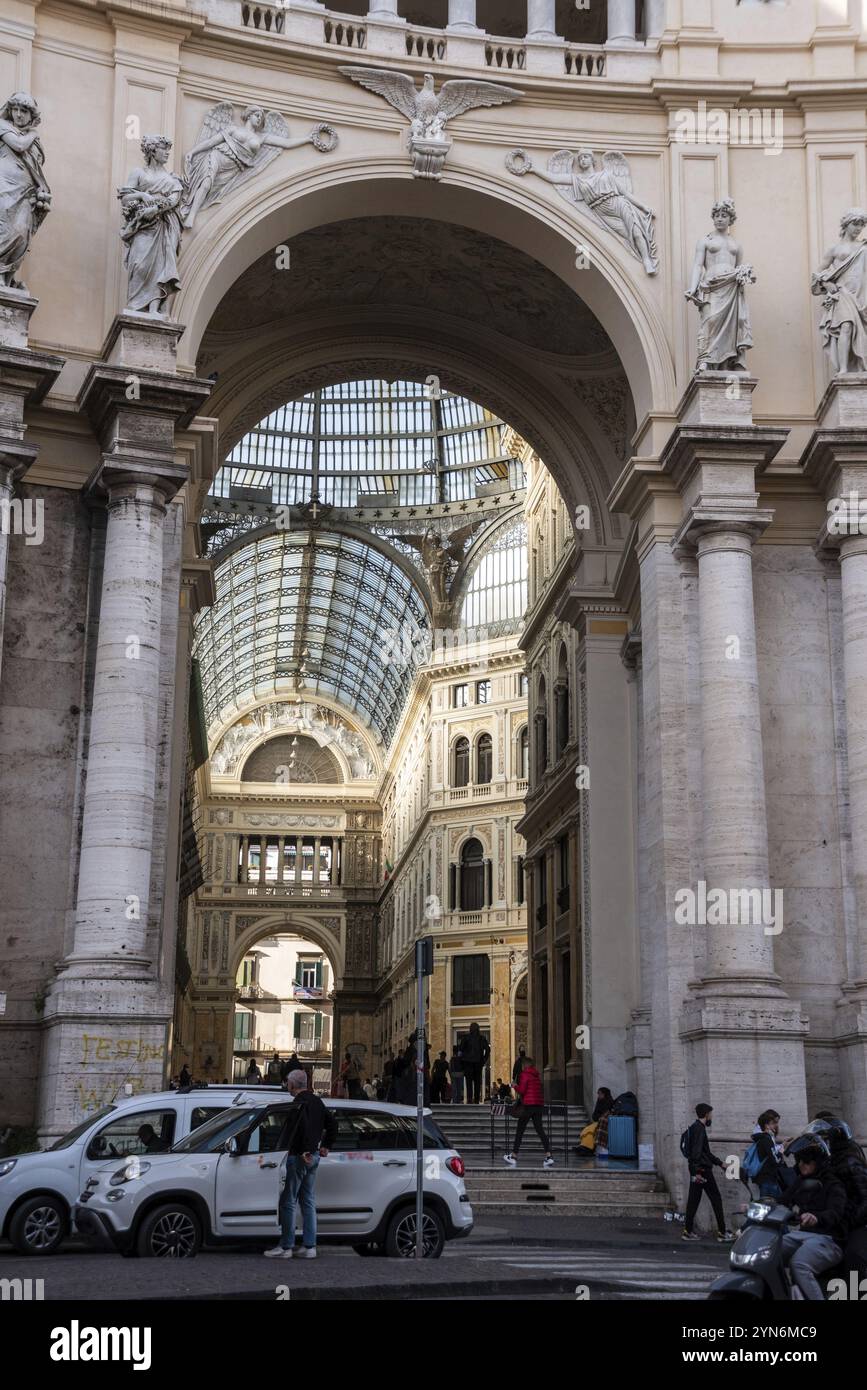 Gallery Umberto I in Naples, built in the Art Nouveau design, Southern ...