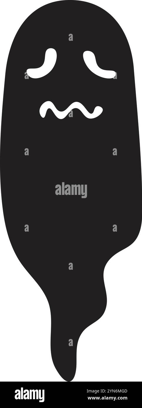 Melting black ghost with sad expression, conveying loneliness and ...