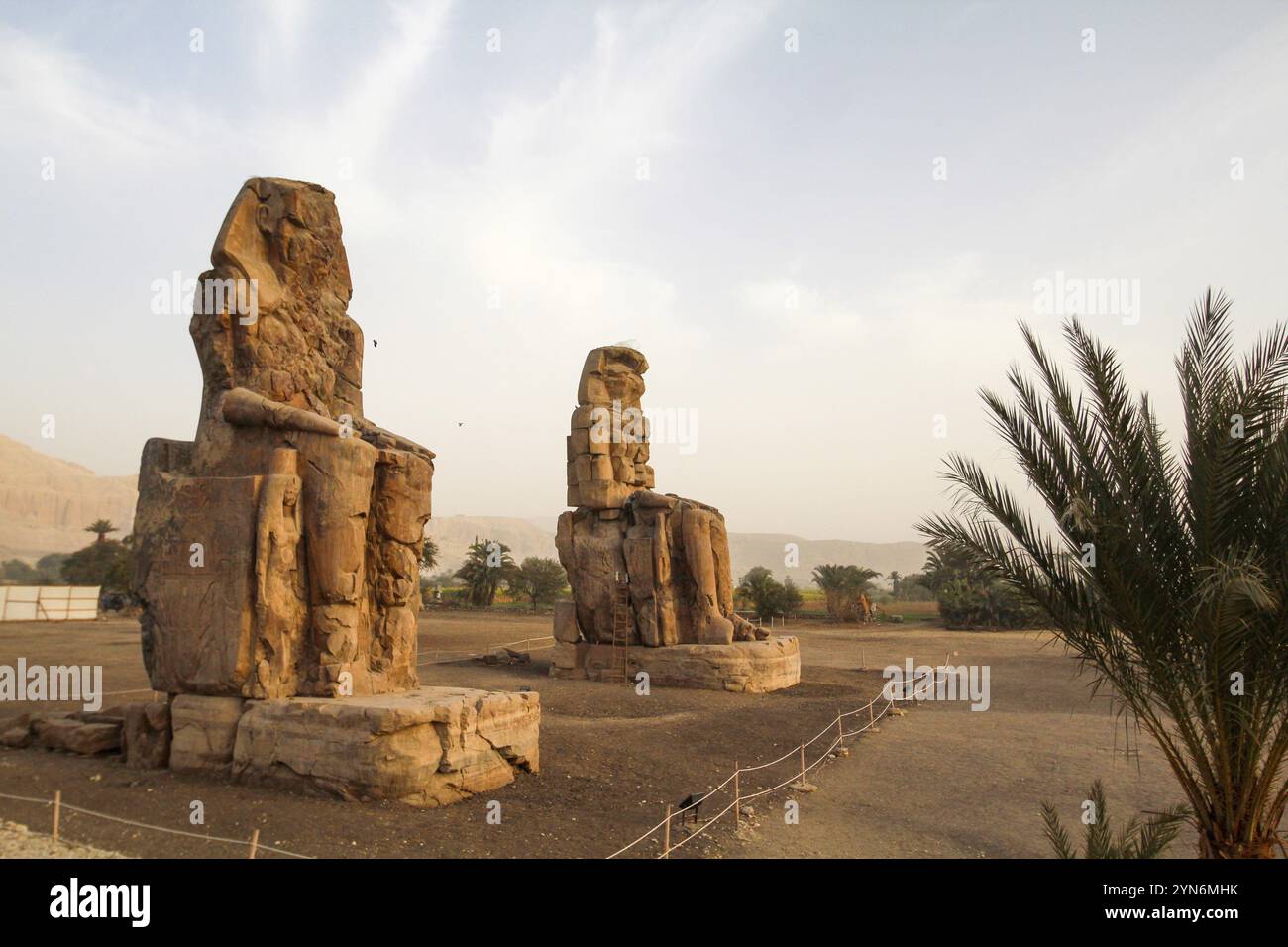 Famous colossi of Memnon, giant sitting statues, Luxor, Egypt, Africa ...
