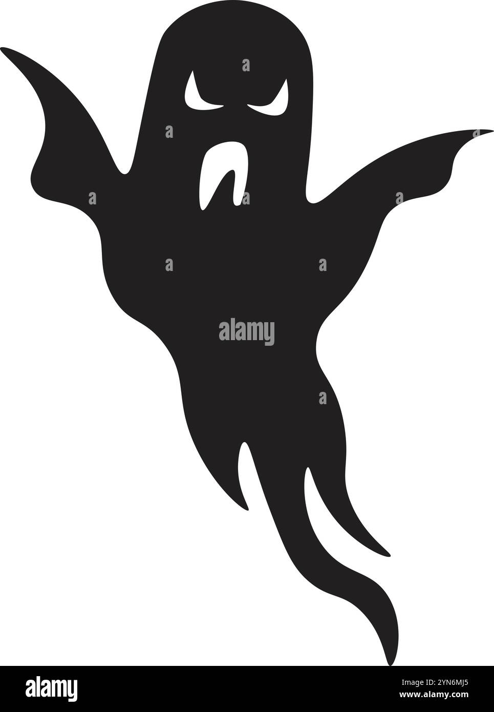 Spooky black ghost flying with sharp teeth, perfect for halloween ...
