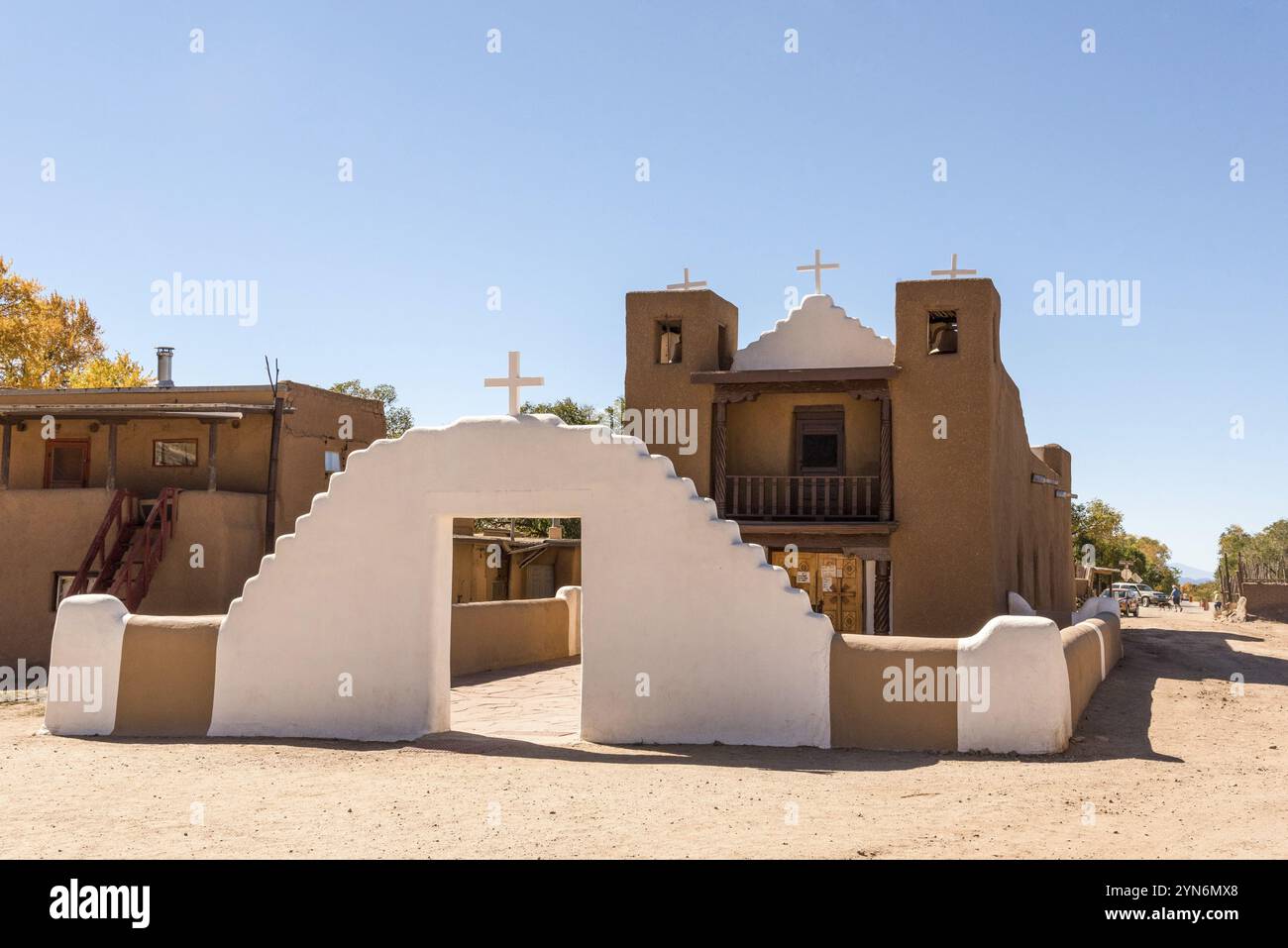 Beautiful church made of clay in Taos Pueblo National Park, USA, North ...