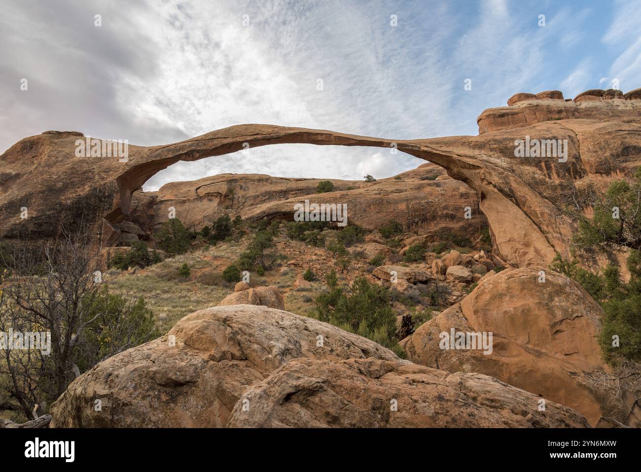 Famous fragile Landscape Arch in the Arches National Park, USA, North ...