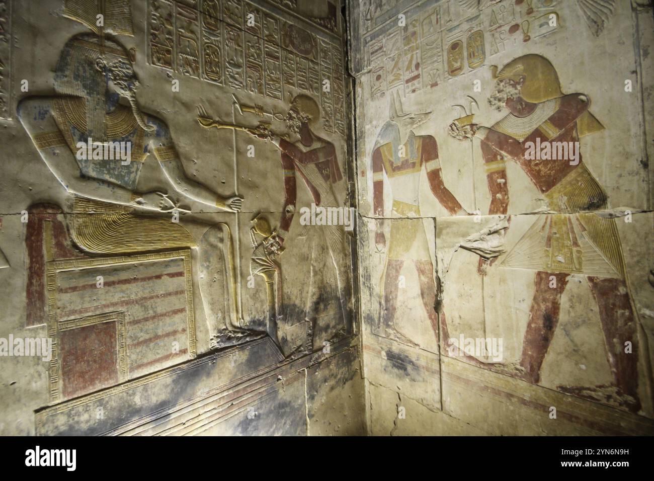 Relief paintings in the temple of Sethos I in Abydos, Egypt, Africa ...