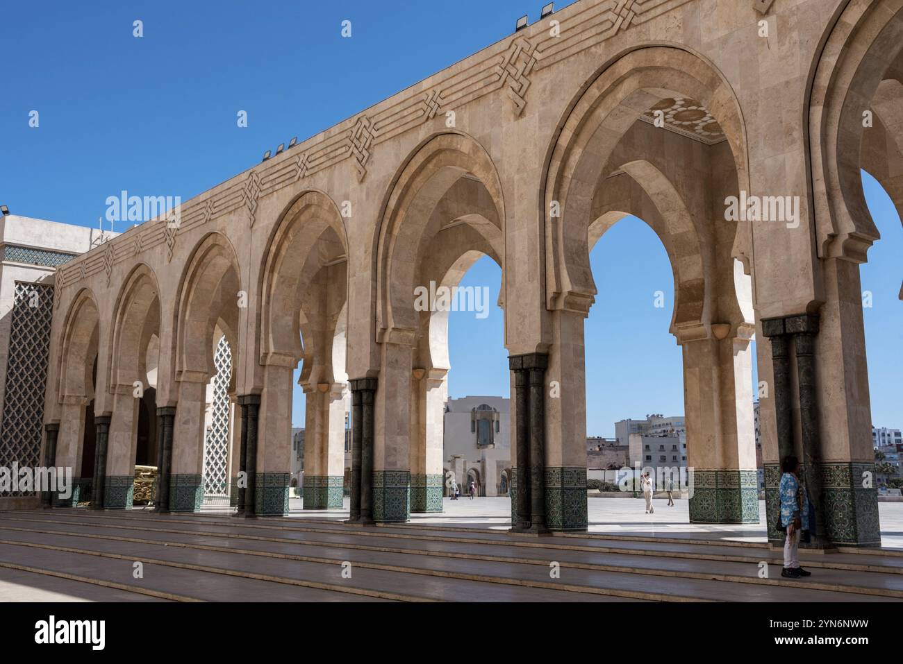 Exterior of the famous Hassan II Mosque at the coast of Casablanca ...