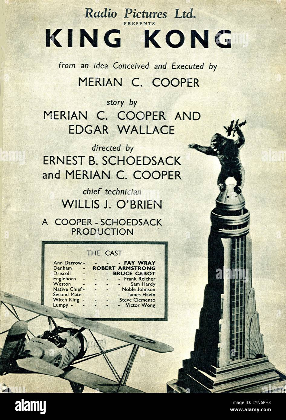 Cast and credits page from a British programme for KING KONG 1933 ...