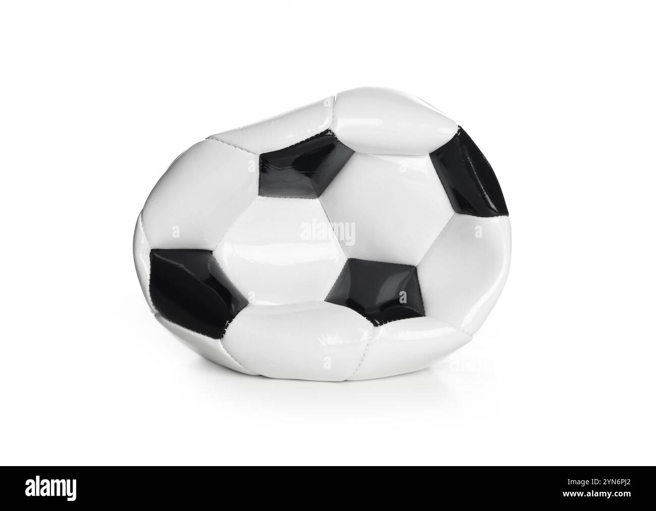 One deflated soccer ball isolated on white Stock Photo - Alamy