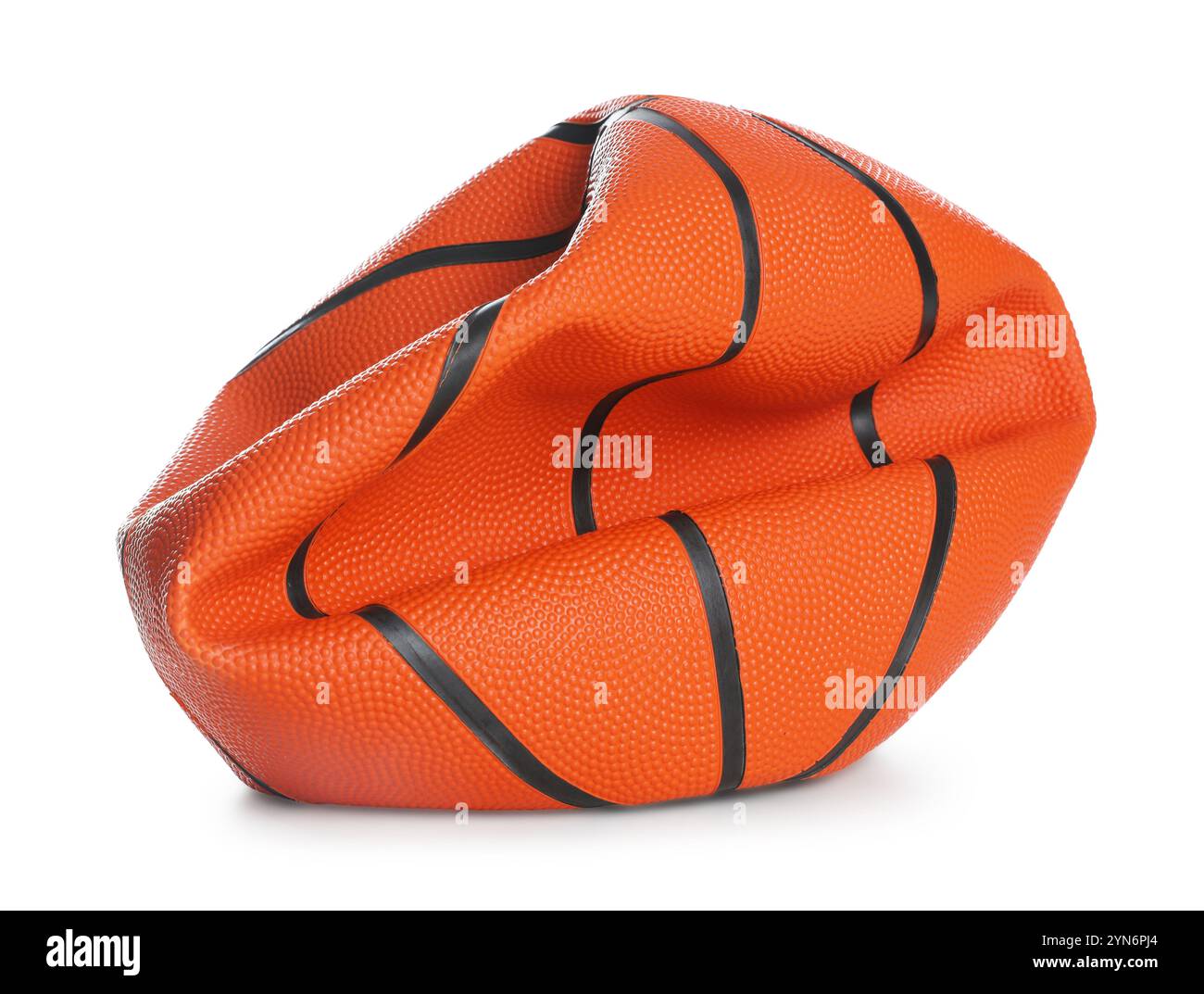 One deflated basketball ball isolated on white Stock Photo - Alamy