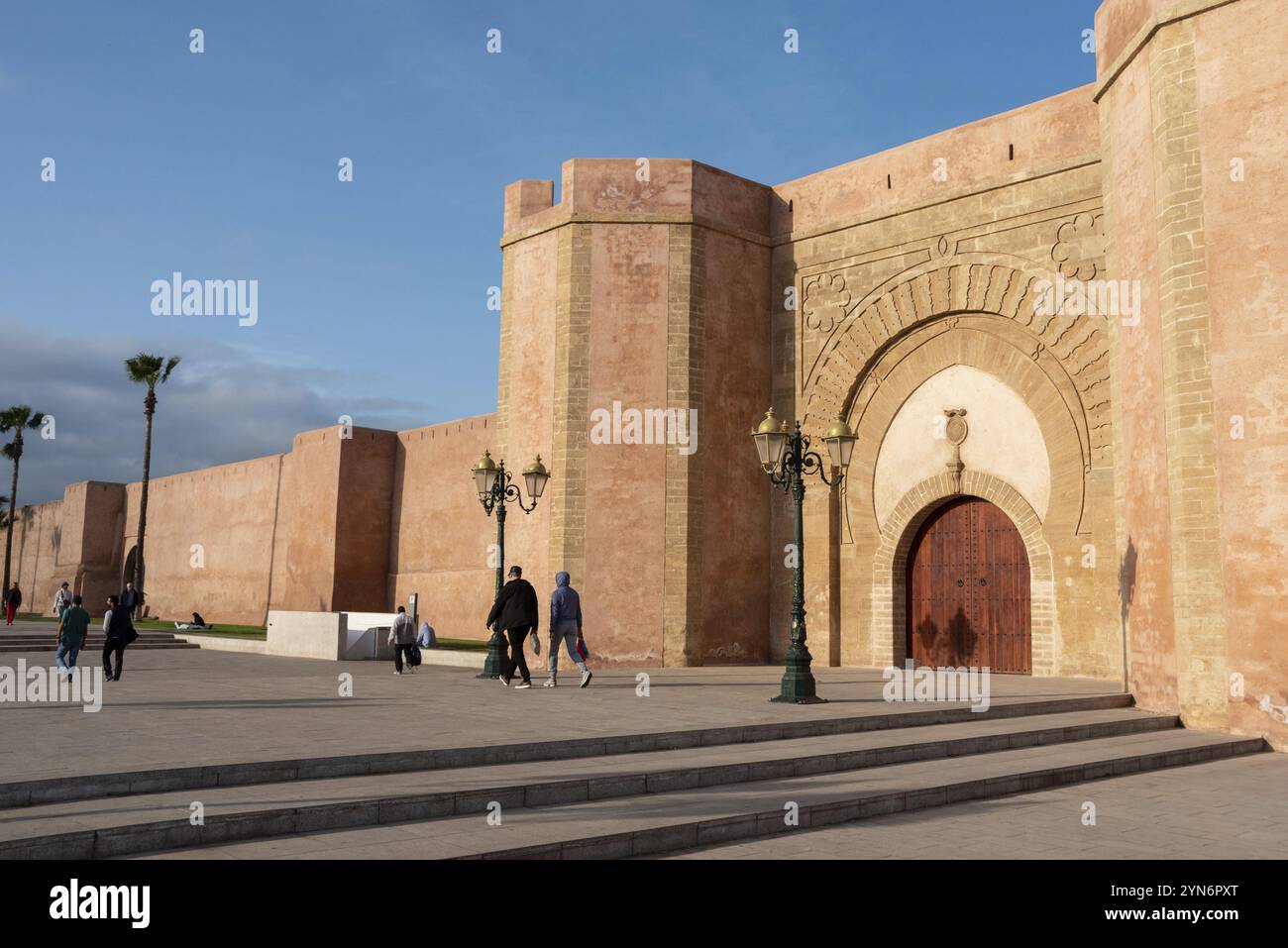 Big medieval city gate Bab el Had at the medina of Rabat, Morocco ...