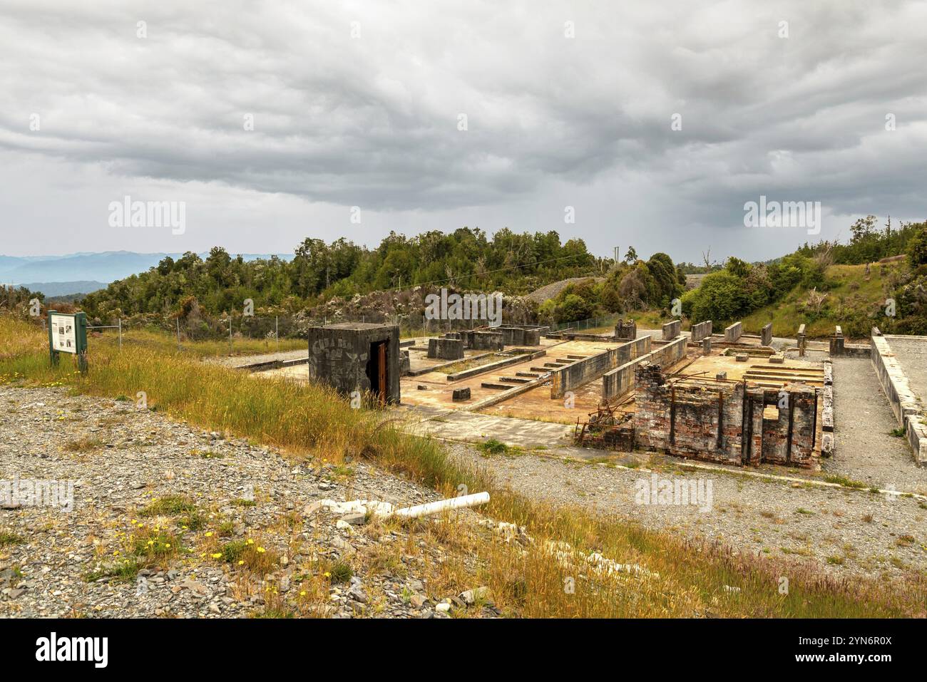 Old mining factory in the ghost town of Waiuta, South Island of New ...