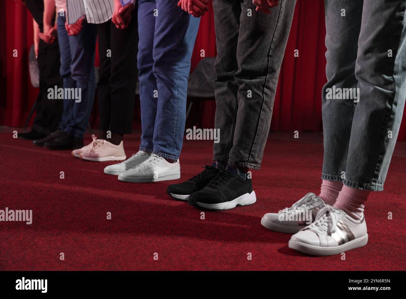 Professional actors bowing on stage in theatre, closeup Stock Photo - Alamy