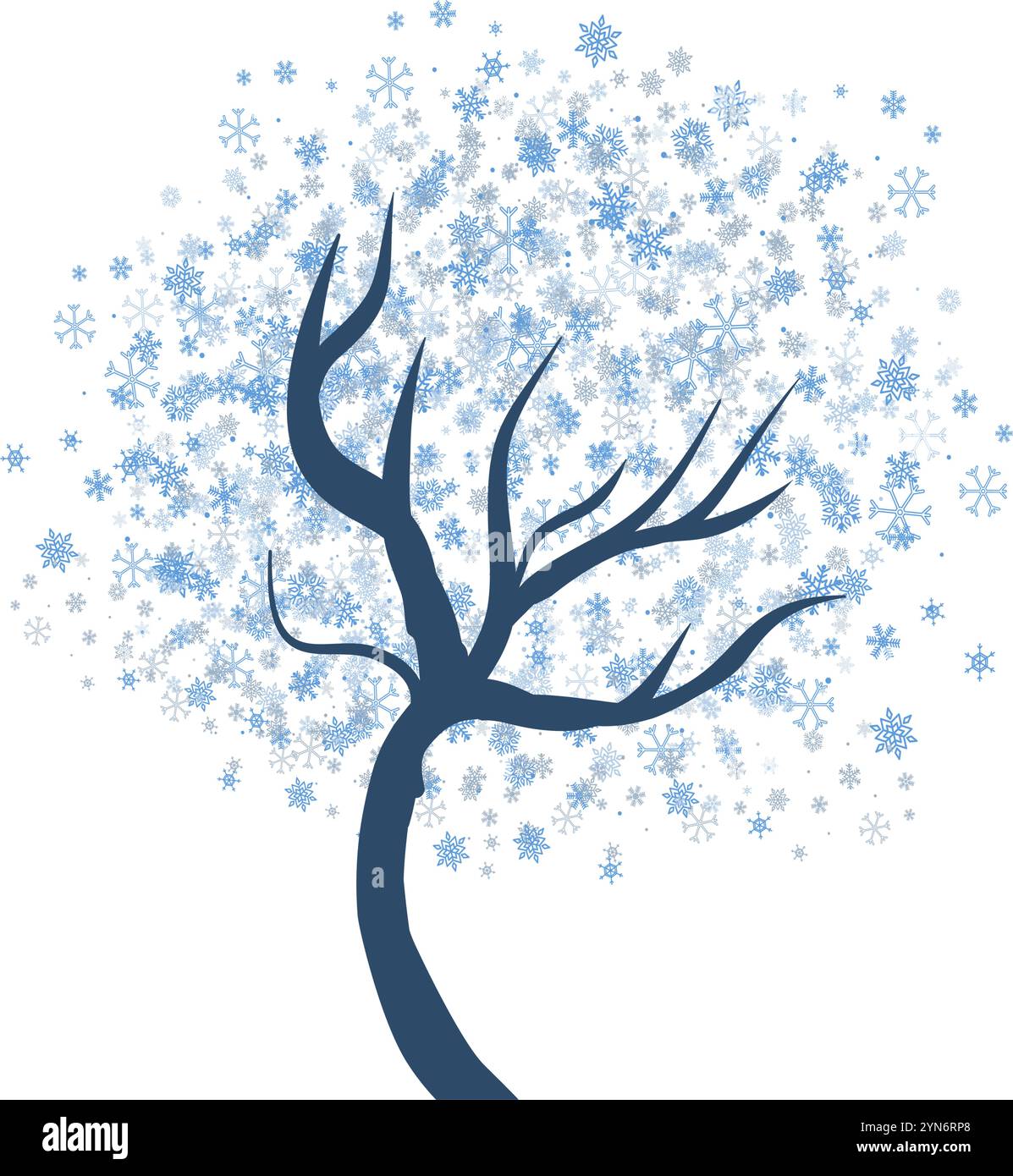 Snowflakes on branch tree Stock Vector Images - Alamy