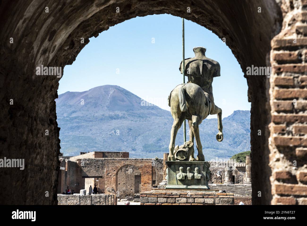 Beautiful statue of an ancient lancer on the forum of the ancient city ...