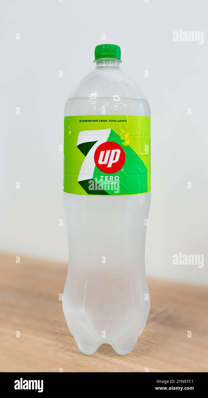 Kiev, Ukraine - November 23, 2024: Pet 1,75l soft drink 7UP Zero Sugar ...