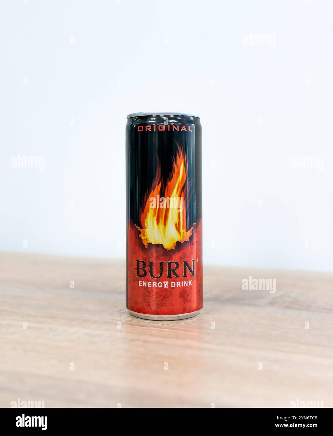 Kiev, Ukraine - November 23, 2024: Can 0,25l of Burn Original energy ...