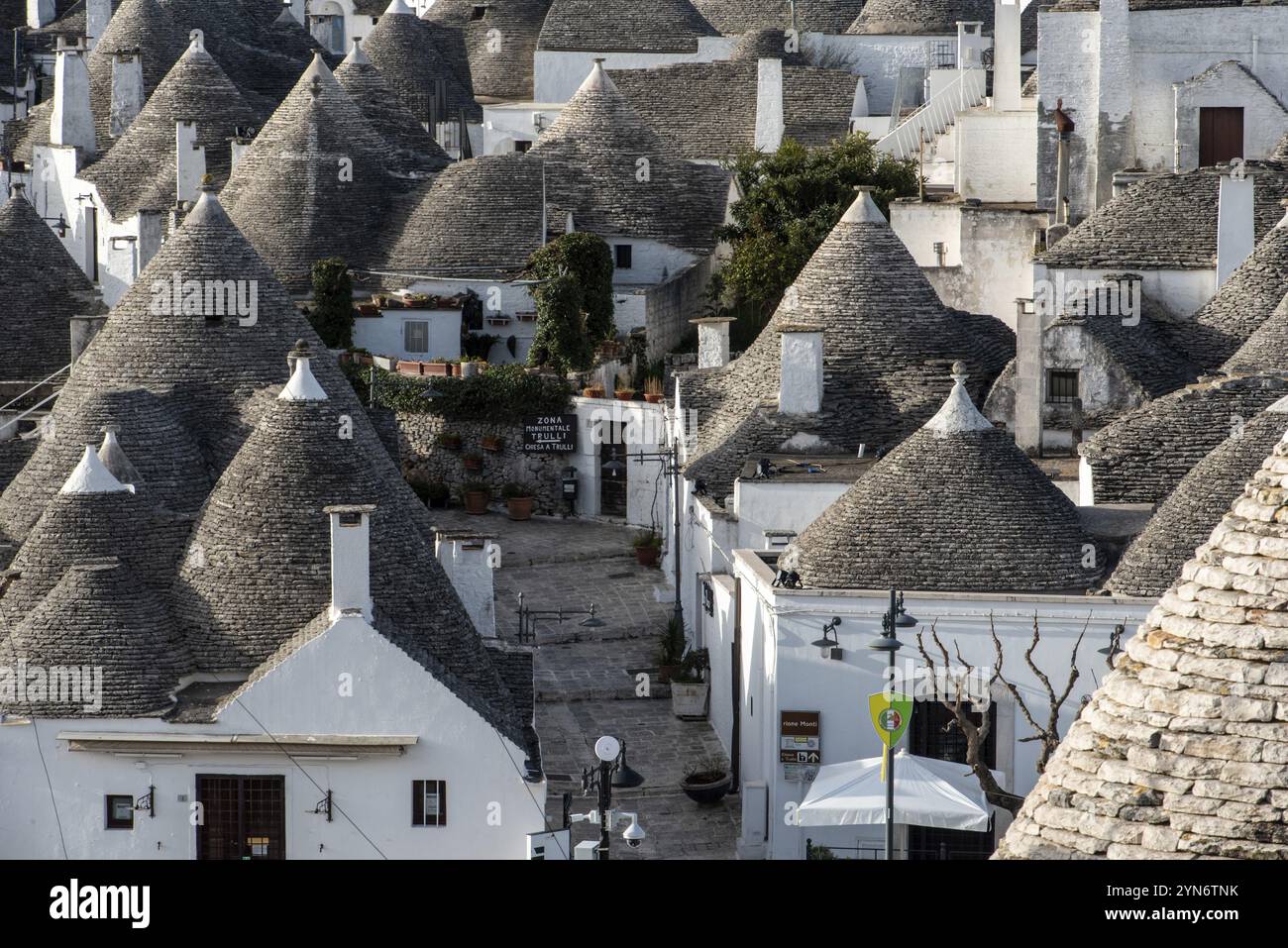 Scenic cityscape of downtown Alberobello with its famous Trulli ...
