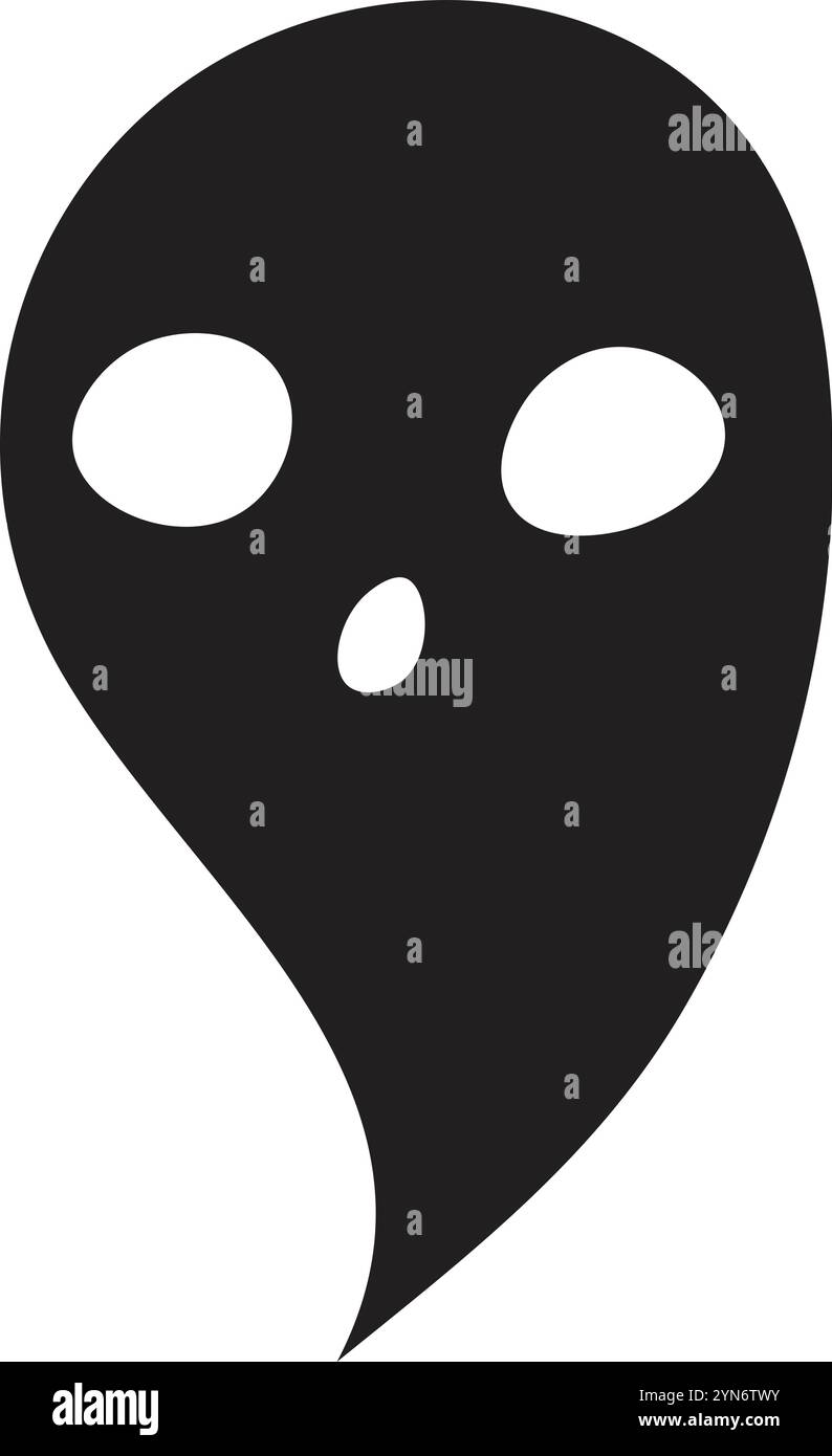Minimalist vector illustration of a surprised black ghost floating ...