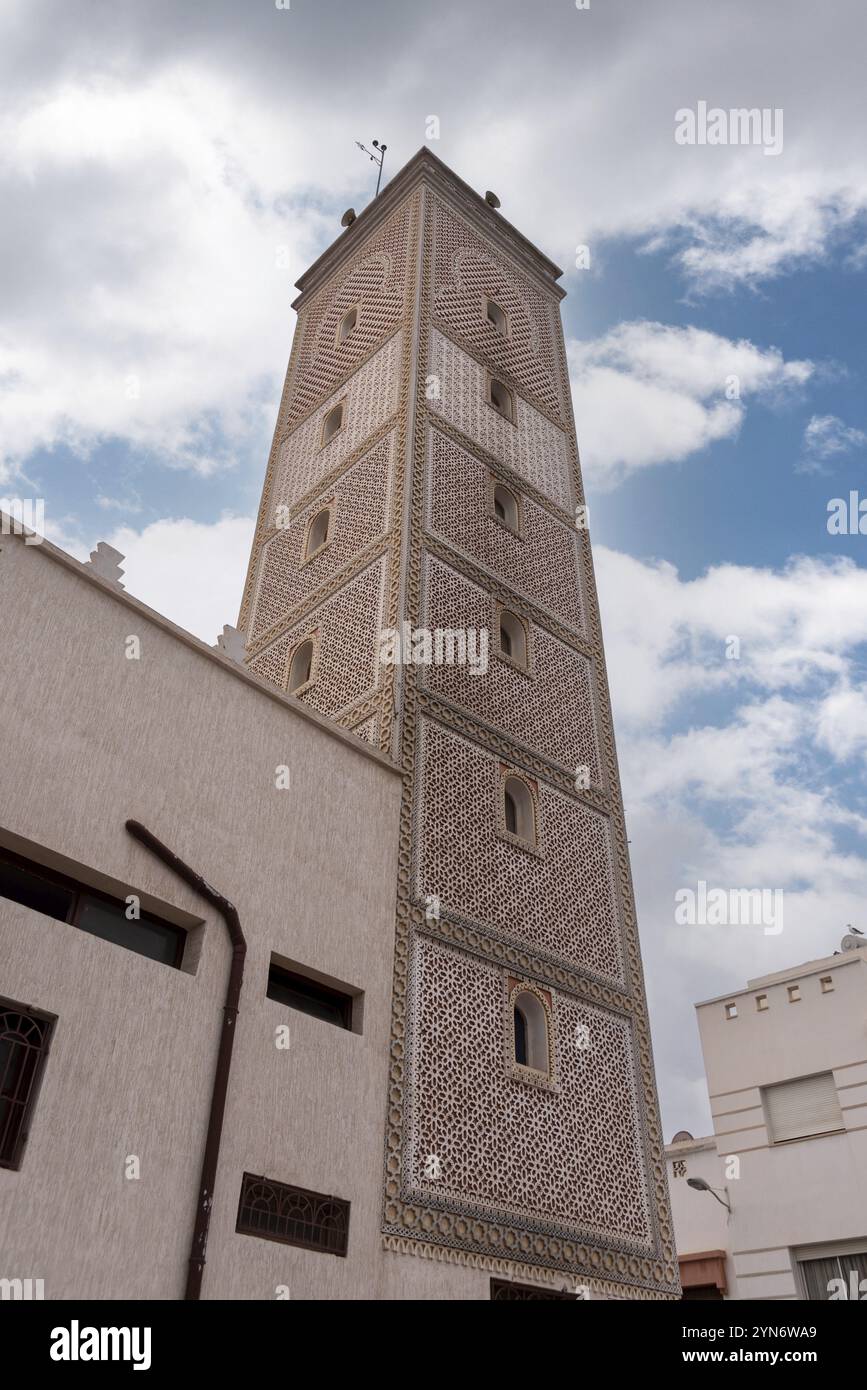 Minaret of the Great Mosque in downtown Agadir, Morocco, Africa Stock ...