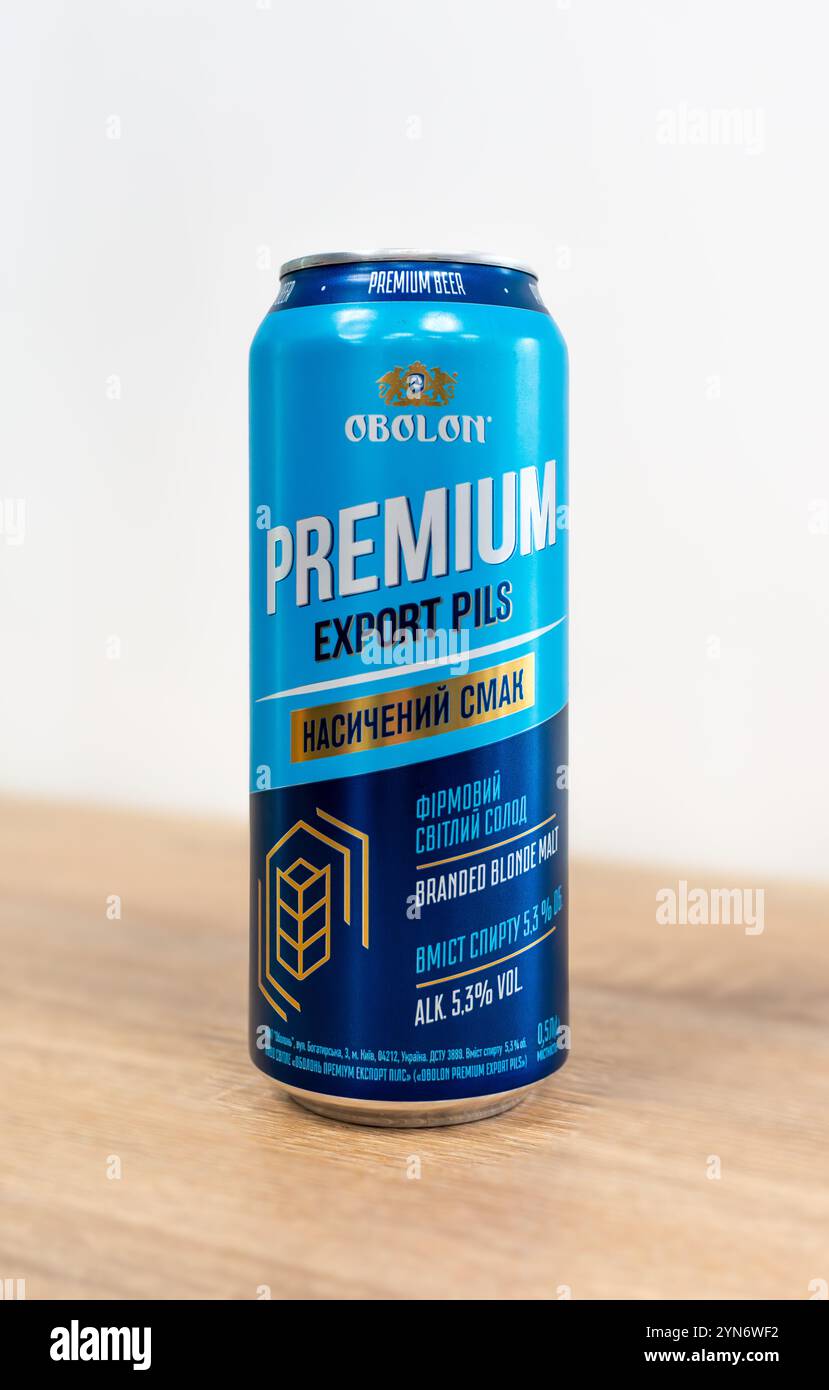Kiev, Ukraine - November 23, 2024: Can 0,5 Beer Premium Export Pils ...