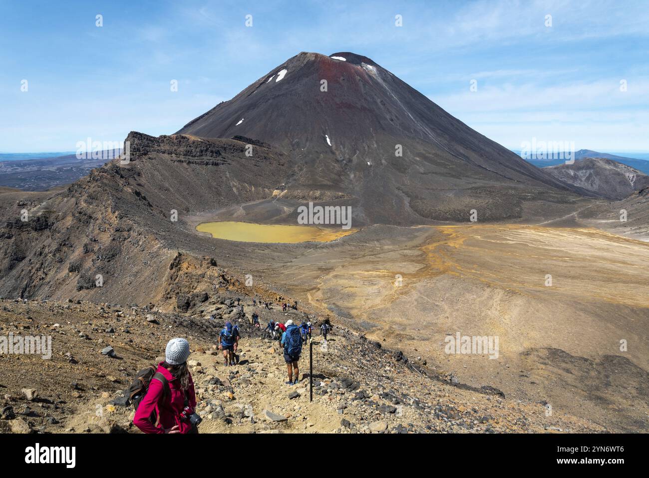 Hiking the Tongariro Alpine Crossing, view of Mt Ngauruhoe, North ...