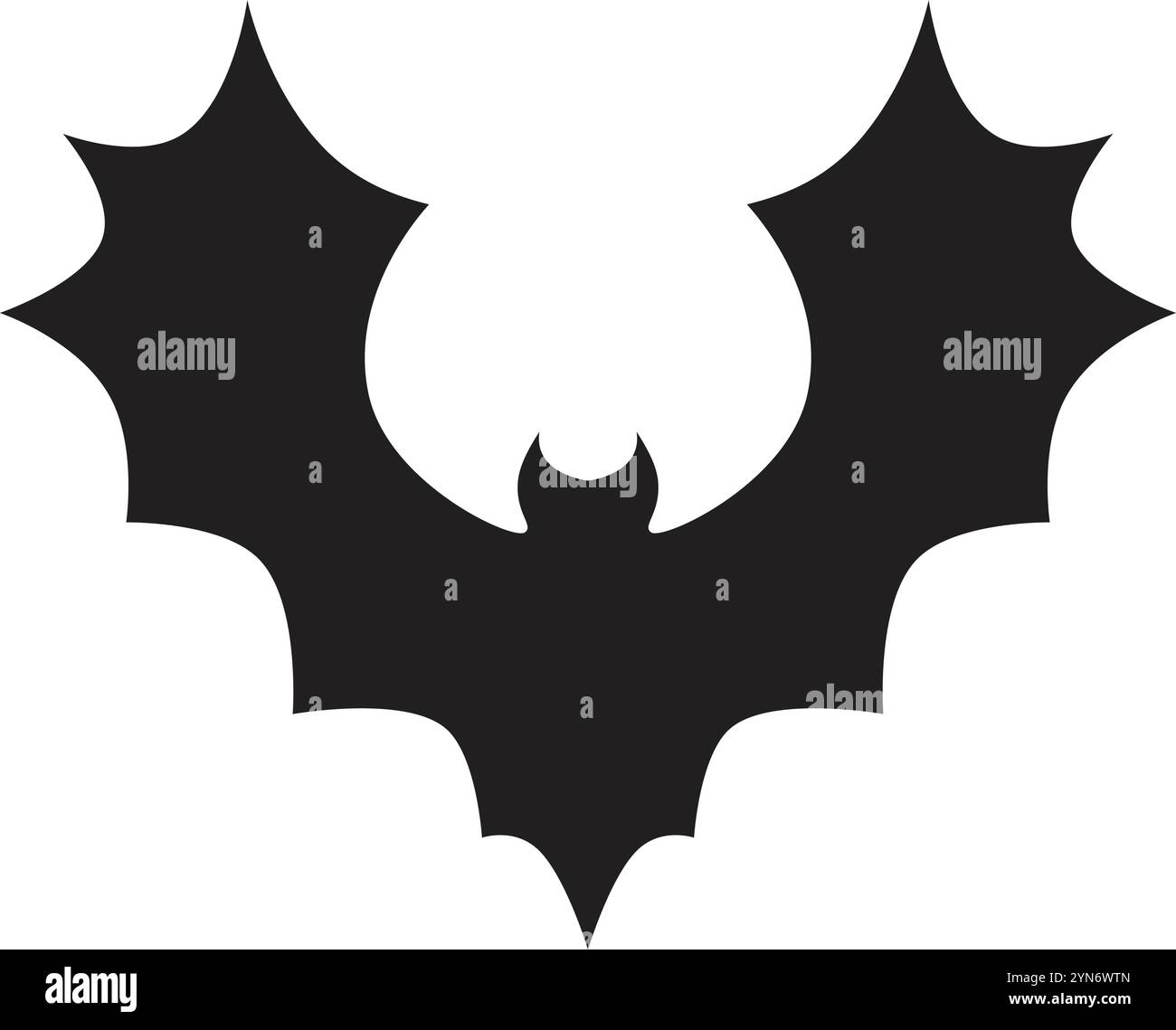 Stylized vector illustration of a bat spreading its wings, creating a ...