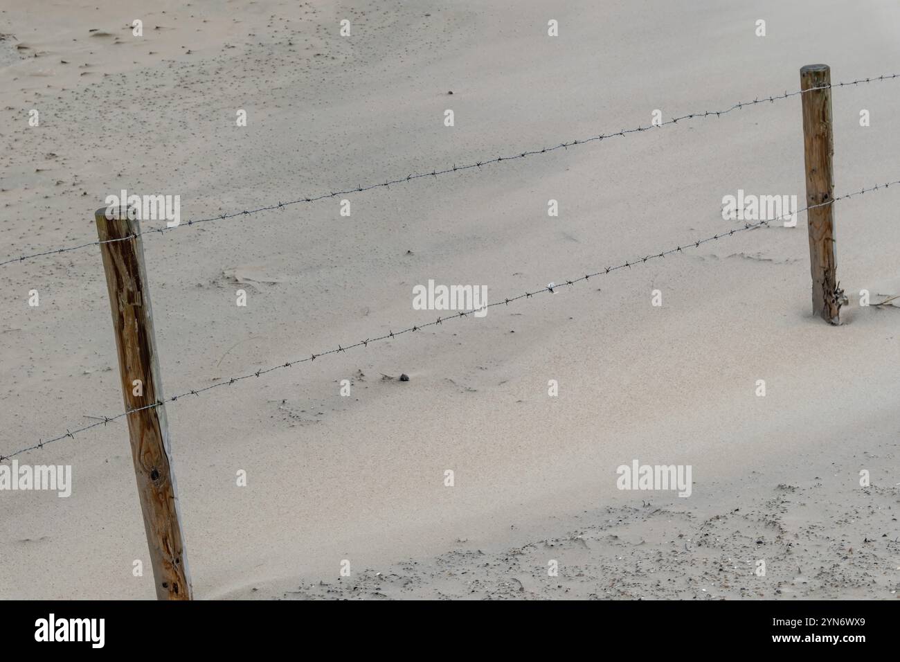 Barbed wire fence on the sandy beach Stock Photo - Alamy